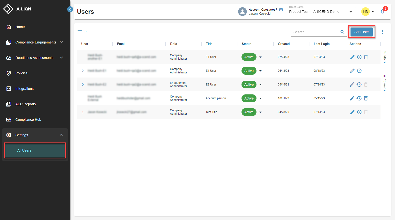 Manage Users – A-SCEND Support
